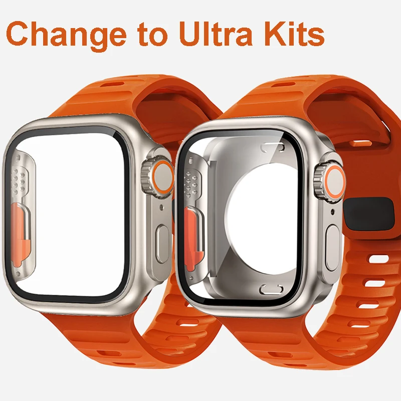 Change To Ultra Kits for Apple Watch Band 41mm 45mm 40mm 44mm Tempered ...
