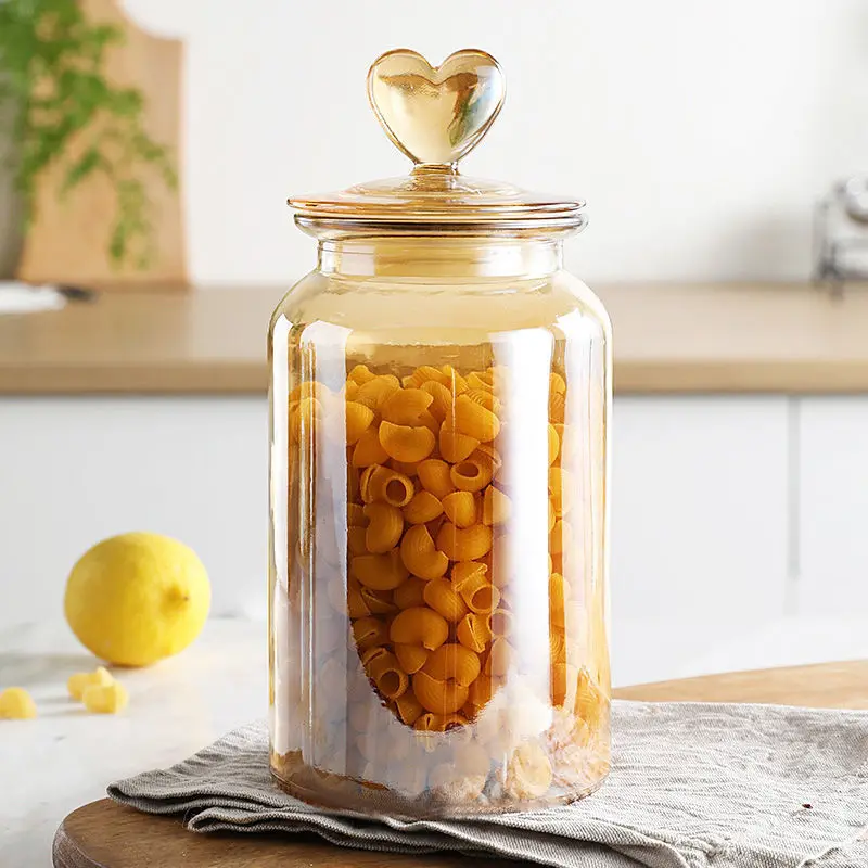 Glass-Sealed-Jar-Pickle-Jug-Creative-Heart-Shape-Lid-Home-Fruit-Wine ...