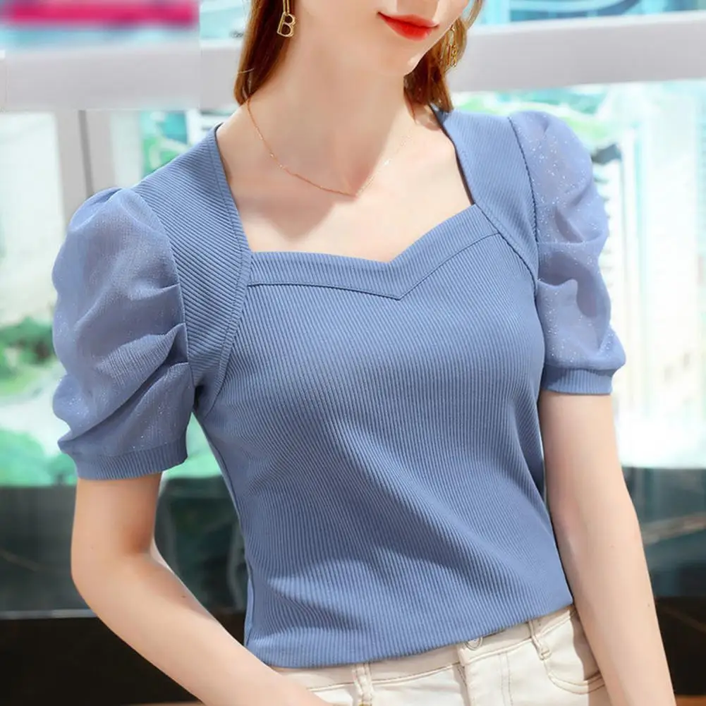 Women-Blouse-3-4-Sleeves-Breathable-Women-Top-Young-Lady-Summer ...