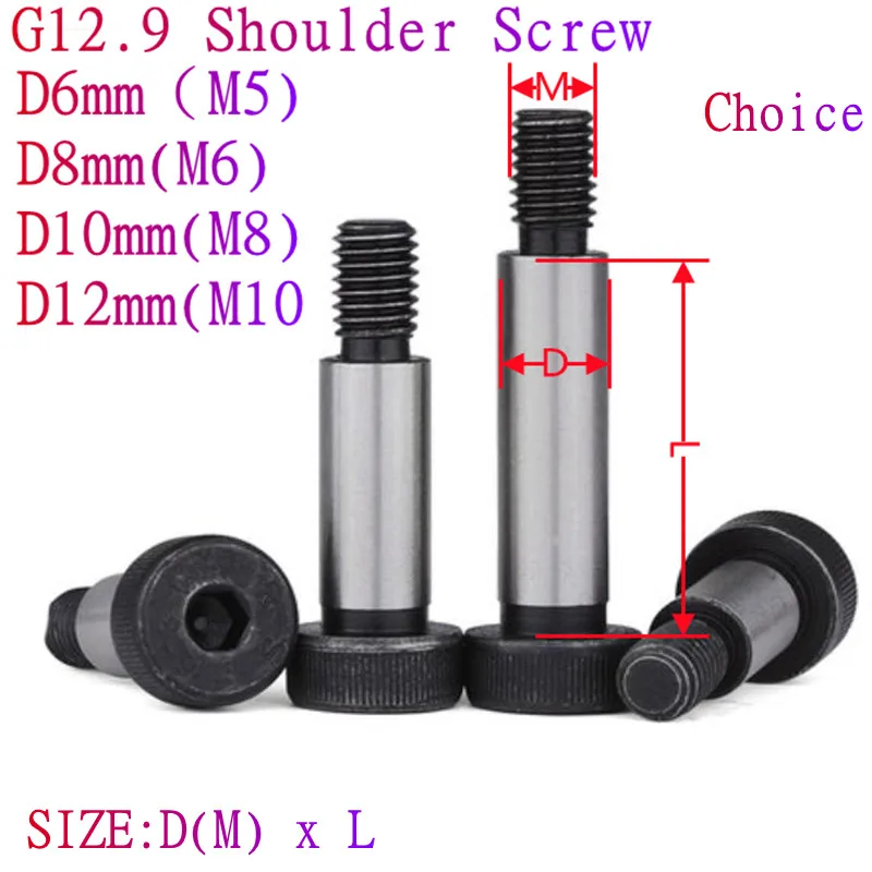 2-5PCS-M5-M6-M8-M10-12-9-Grade-Hexagon-Socket-Head-Shoulder-Screw-Allen ...