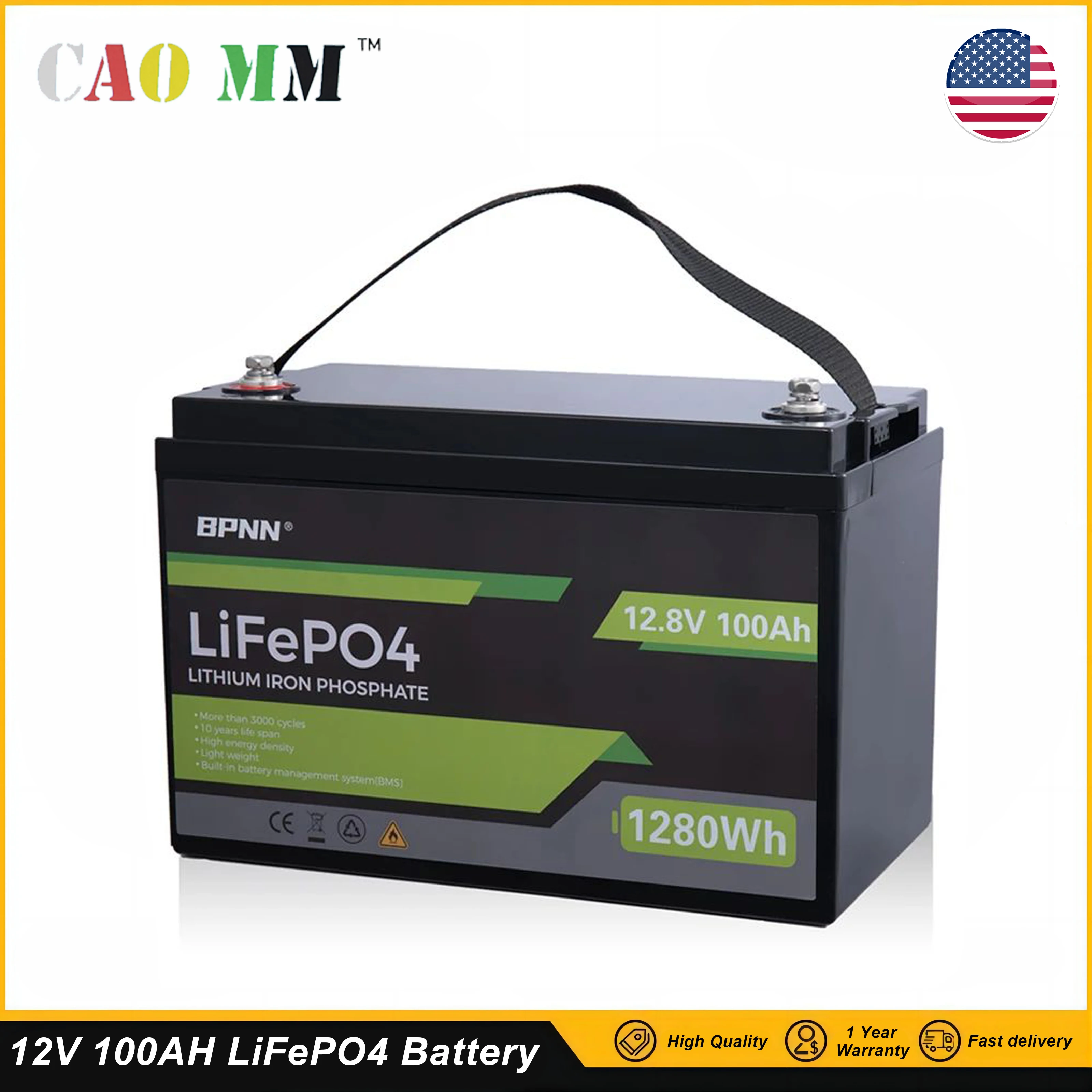 12V-200Ah-100Ah-50AH-LiFePO4-Battery-with-BMS-Lithium-Iron-Phosphate ...