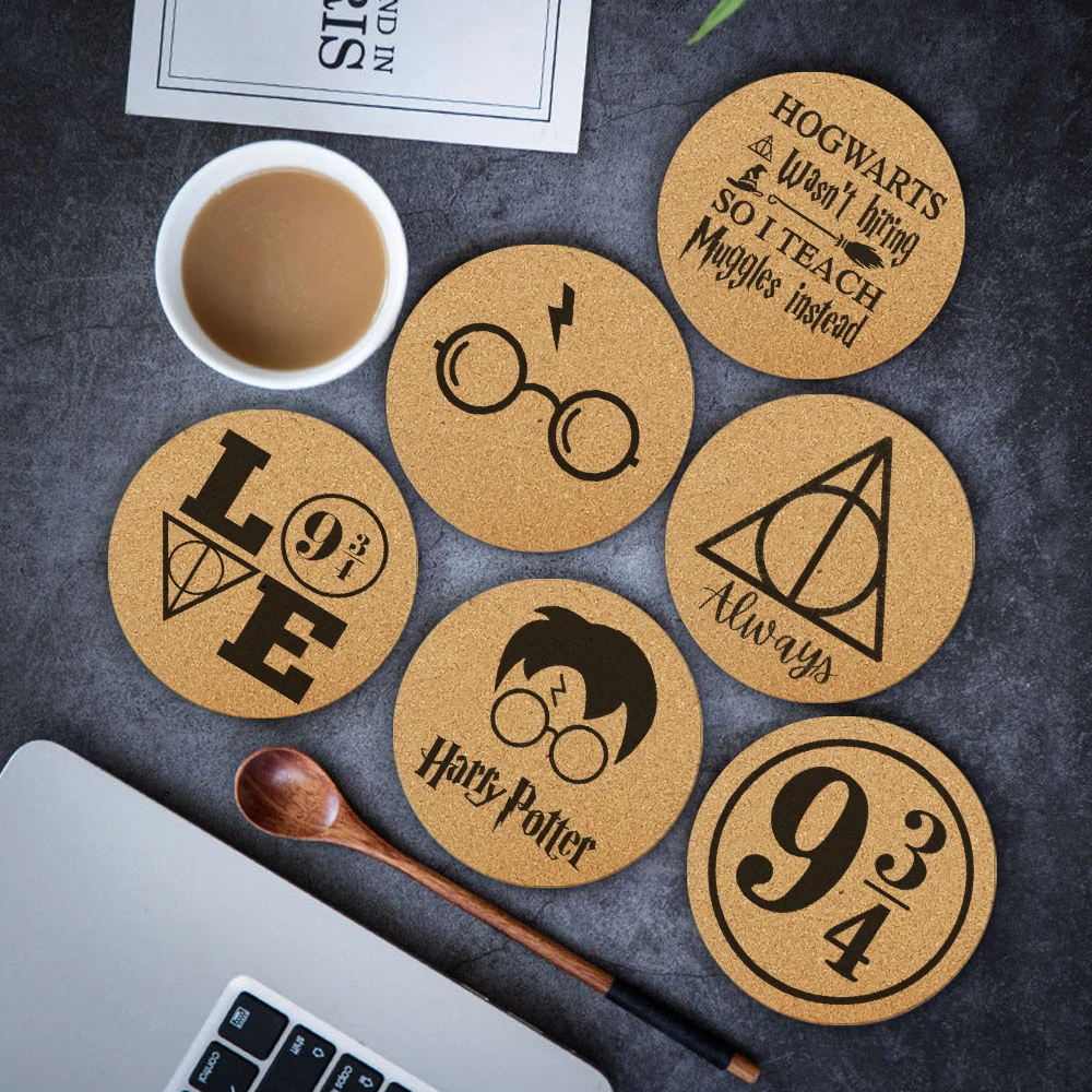 HP-Cork-Coaster-Engraved-Magic-Symbol-Tea-Coffee-Mug-Drinks-Holder-for ...