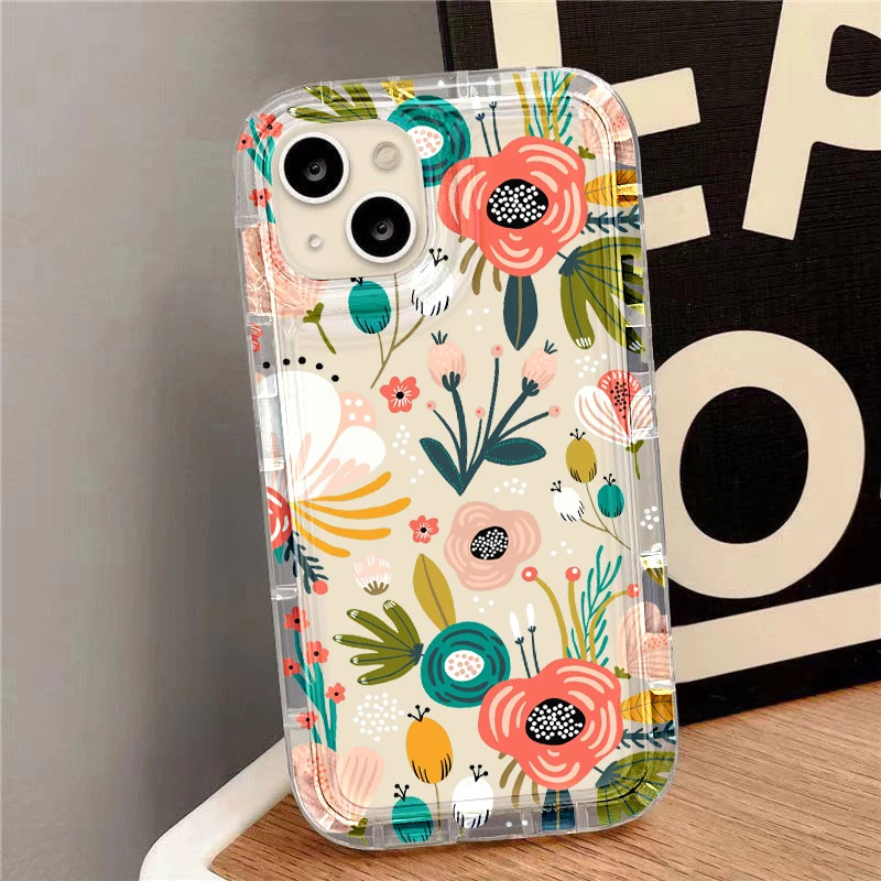 Airbags Square Flower Phone Case For iPhone 12 Cases iPhone 11 12 13 14 ...