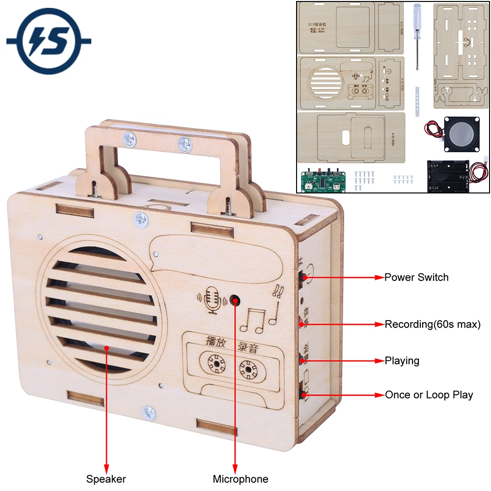 DIY-Wooden-Kit-60s-Voice-Record-Playback-Module-Sound-Board-Recording ...