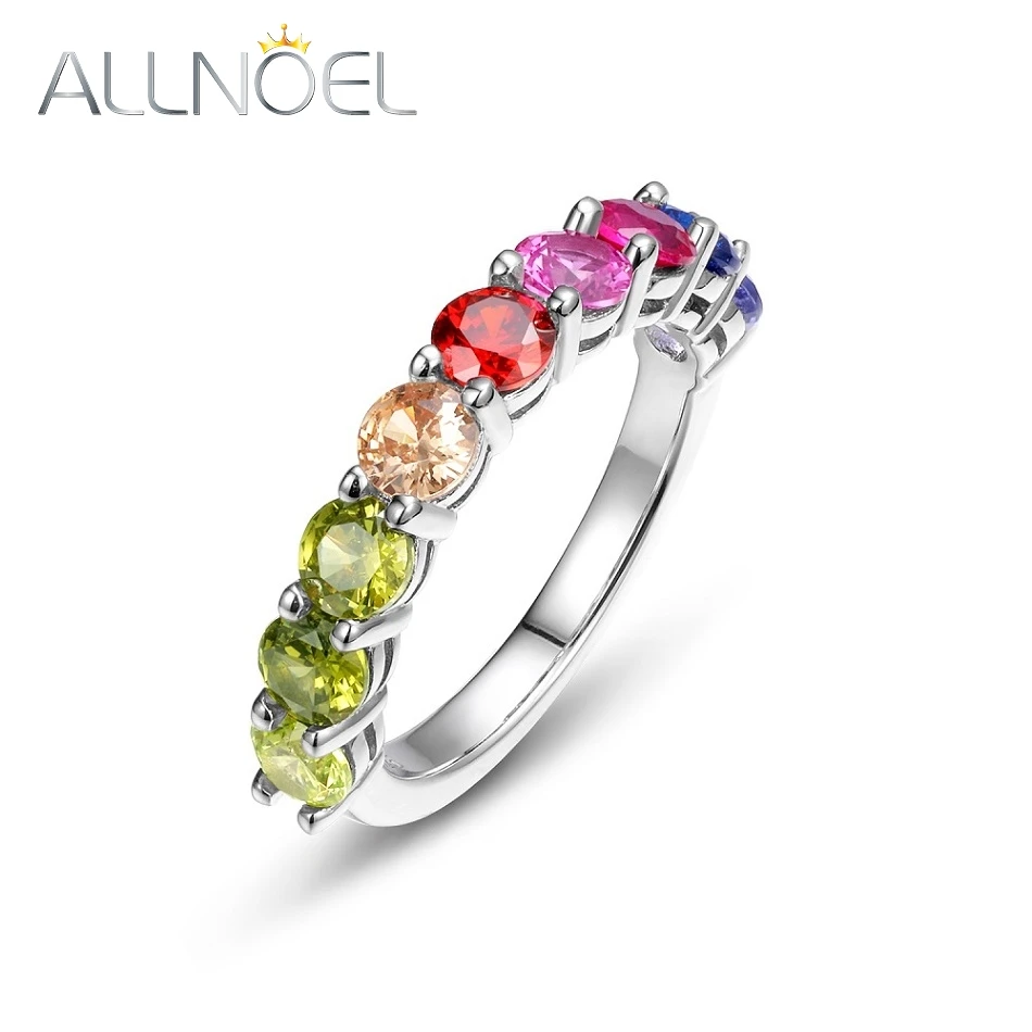 925 Sterling Silver Rainbow Ring | Rainbow Cubic Zirconia Ring Big ...