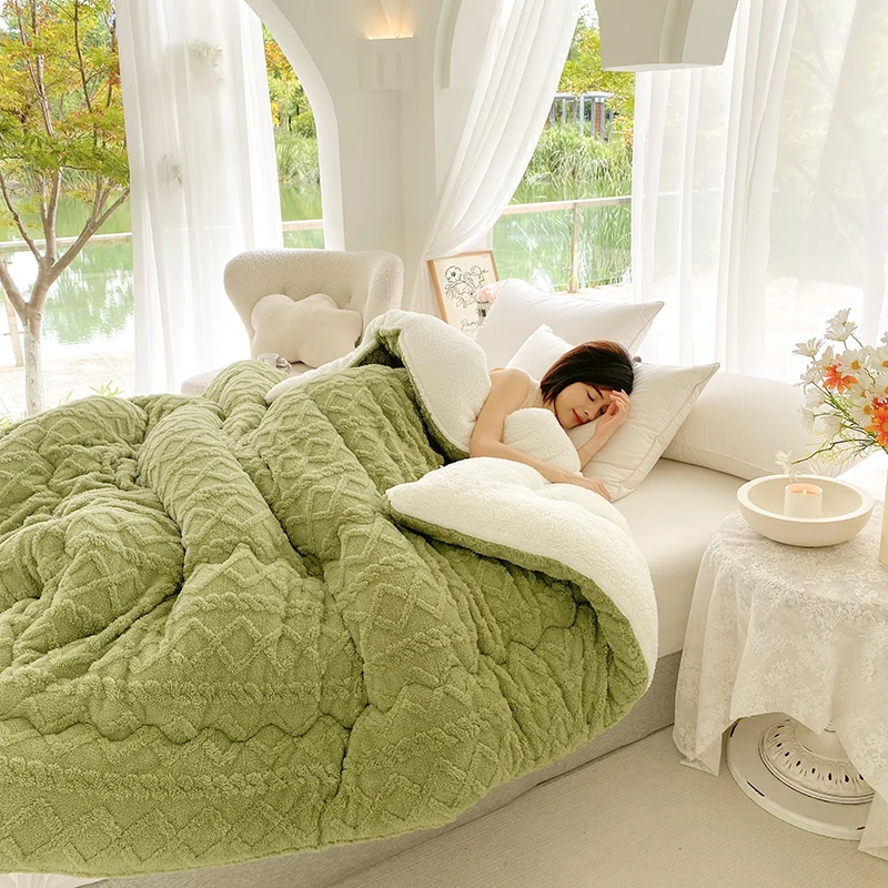 Warmth-Winter-Autumn-Comforter-AB-Side-Fleece-Cashmere-Warm-Quilt-Super ...