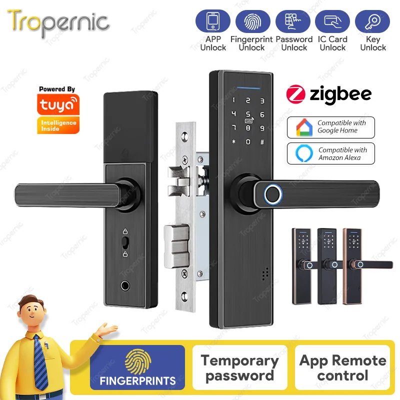 Tuya ZigBee Smart Door Lock APP Remote Control Eletronic Biometric ...