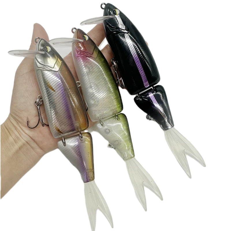 2-Section-Fishing-Floating-Trout-Minnow-Lure-wake-bait-jointed-Pencil ...