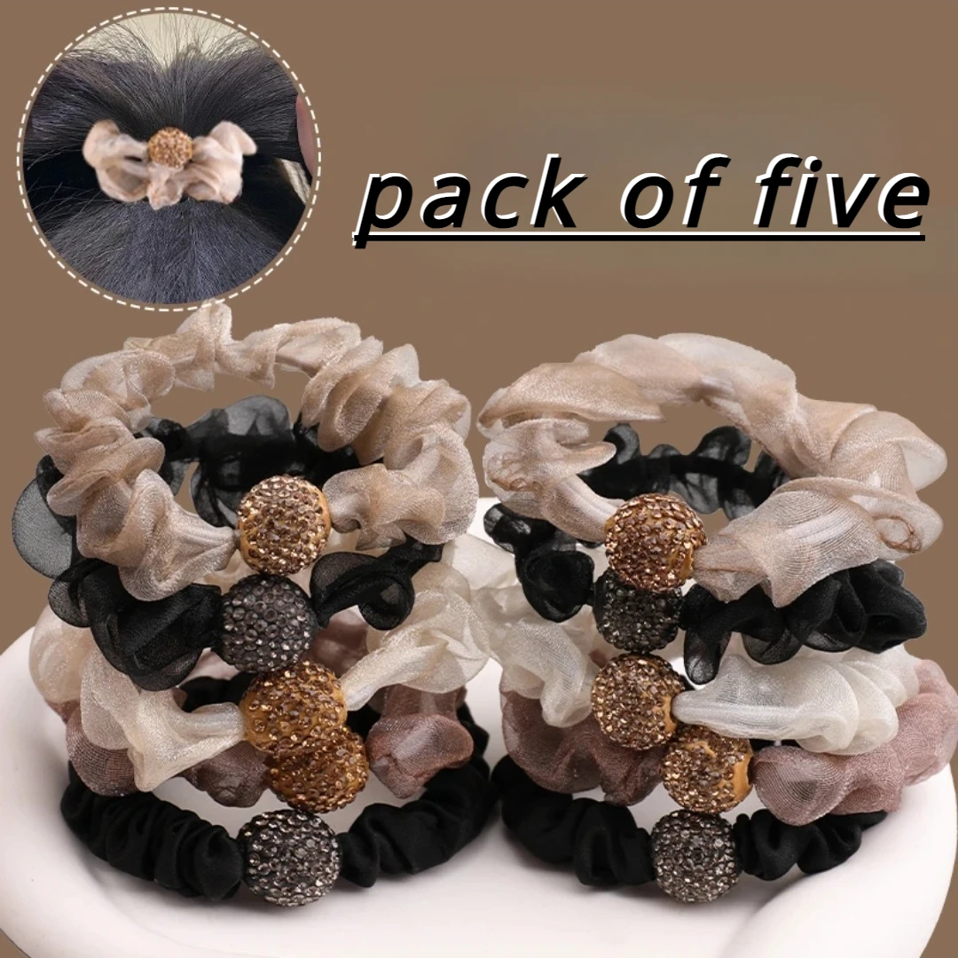 2024-New-Diamond-Embedded-Large-Intestine-Hair-Ring-Simple-Temperament ...