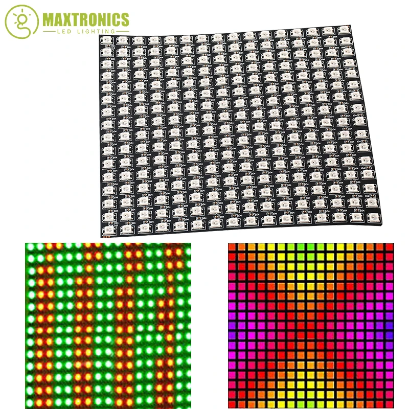 DC5V WS2812B Full Color LED Pixel Panel Digital Flexible 8*8,16*16,8*32 ...