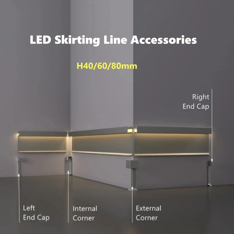 H40-60-80mm-Skirting-Line-Accessories-LED-Aluminium-Profile-Connector ...