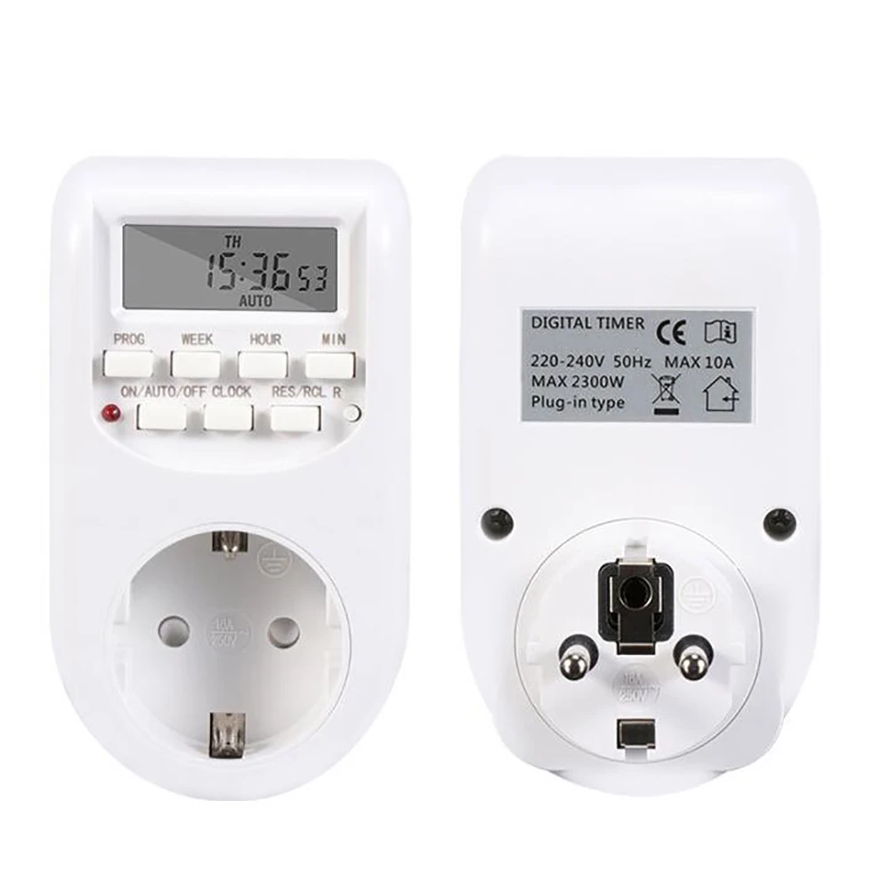 Eu Plug Timer Switch Energy Saving Digital Kitchen Timer Outlet Week Hour Programmable Timing ...