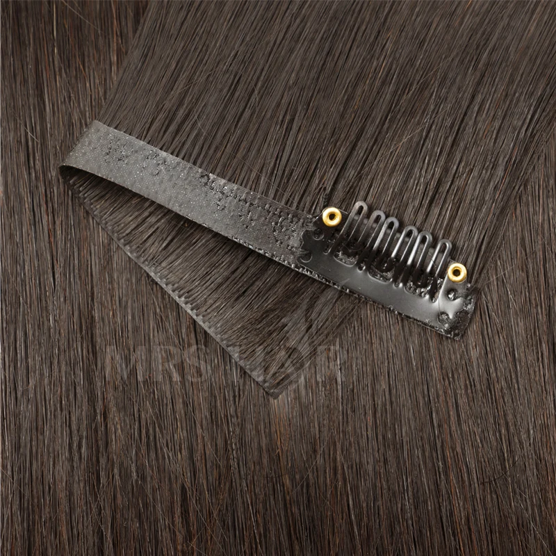 Invisible-PU-Weft-Clip-In-Extension-Human-Hair-Injected-Tape-Weft-Brown ...