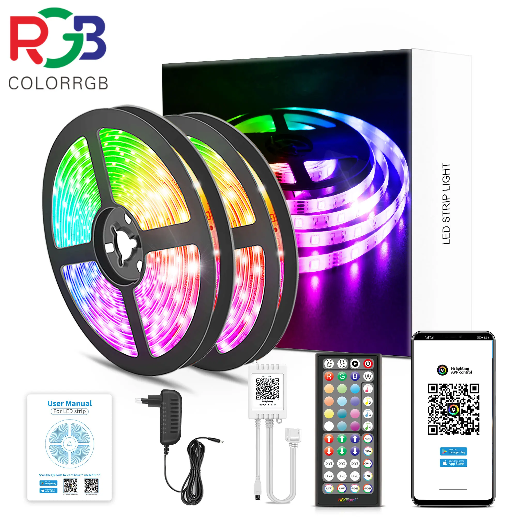 ColorRGB-5M-30M-LED-Strip-Light-RGB-5050-Flexible-Ribbon-fita-led-light ...