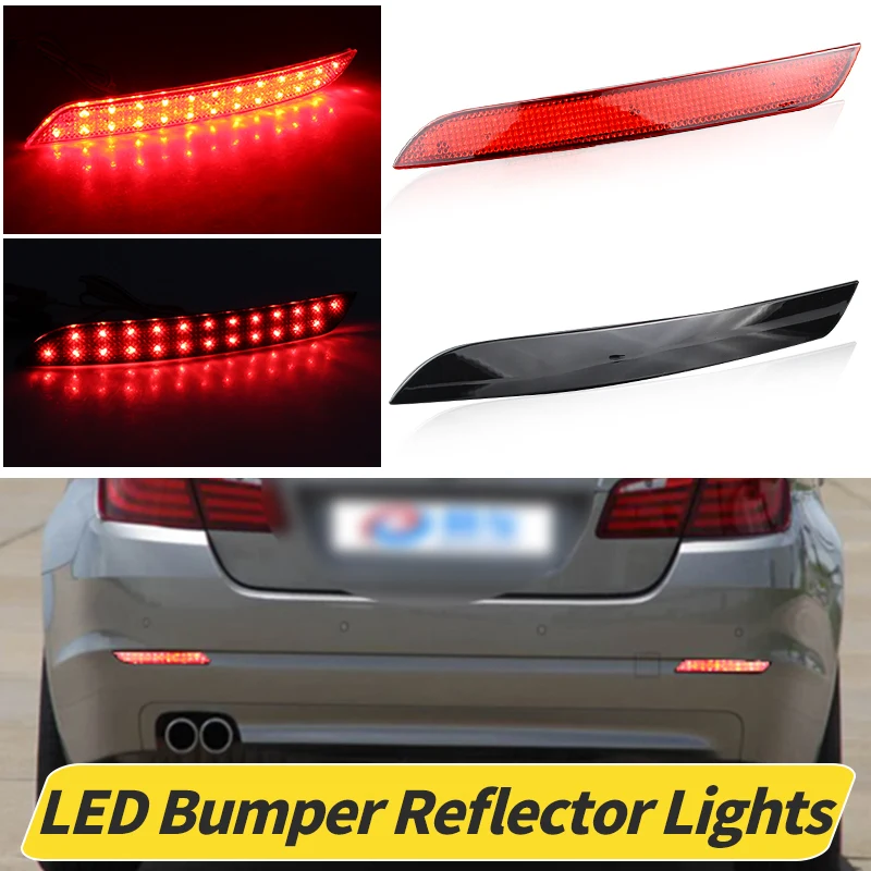 Red/Black Lens LED Rear Bumper Reflector Reverse Stop Lights For BMW 5 ...