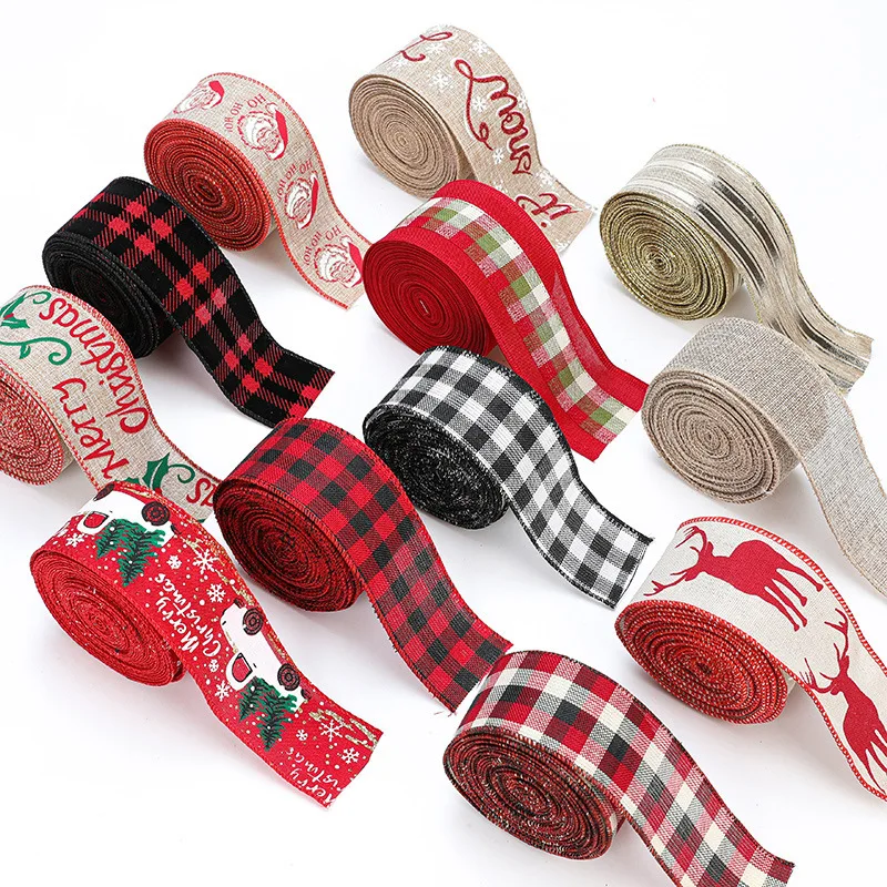 2m-Lmitation-Linen-Christmas-Ribbon-Decoration-Red-Black-And-White ...