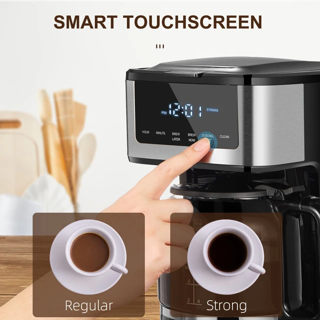 12-Cup Programmable Drip Coffee Maker with Touch Screen & Iced Coffee ...