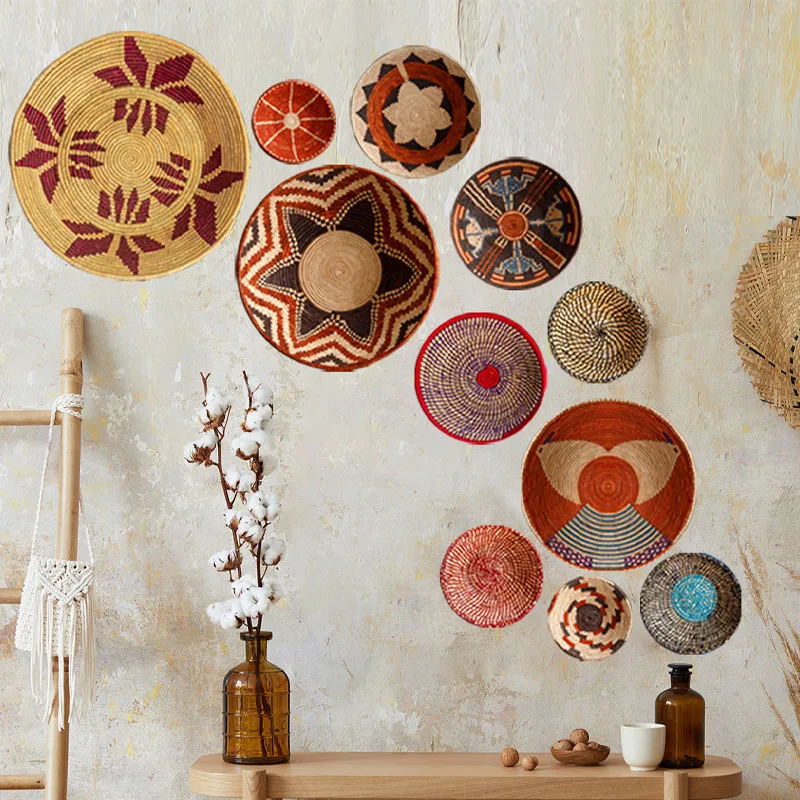 Bohemian-style-rattan-woven-stickers-PVC-material-removable-wall ...