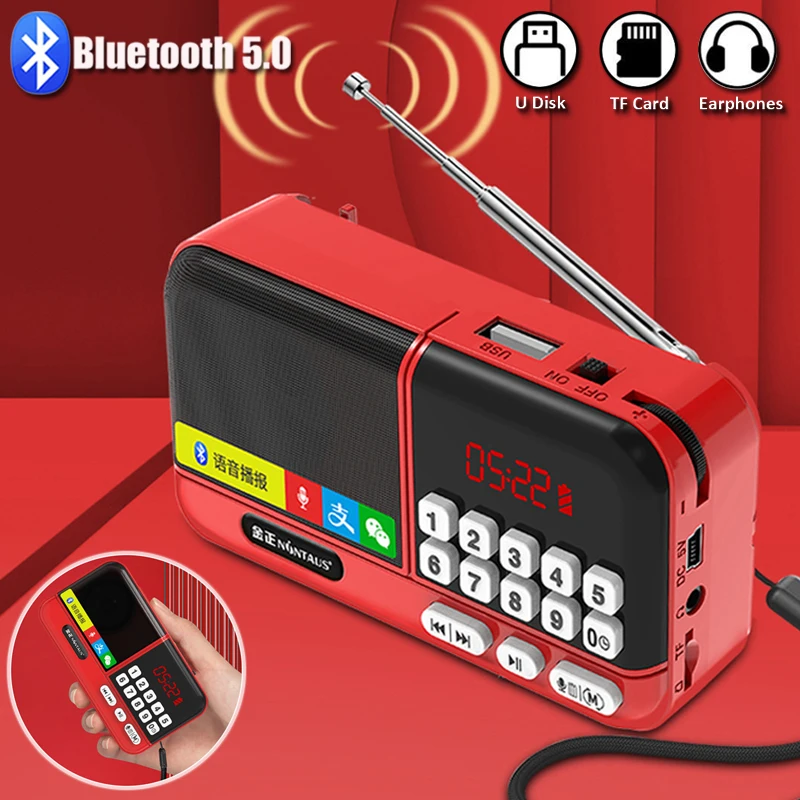 Mini-Radio-Portable-FM-Receirver-Wireless-Bluetooth-Speaker-TF-Card-USB ...