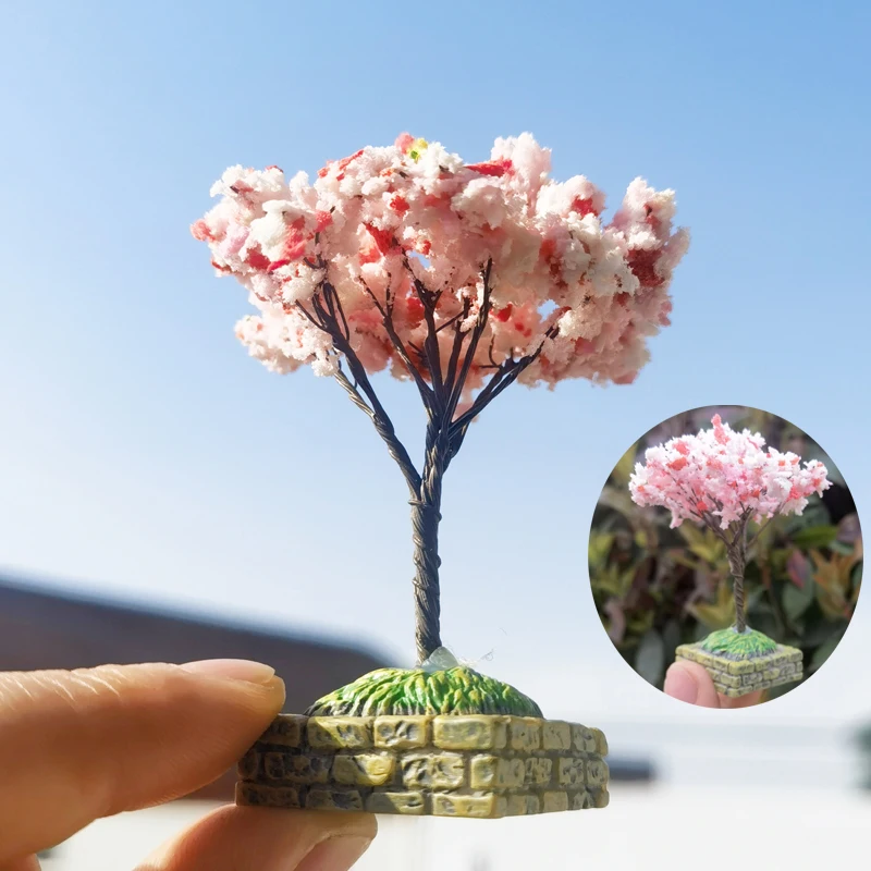Miniature-Cherry-Flower-Tree-Model-with-base-Height-70mm-Plant-Diorama ...