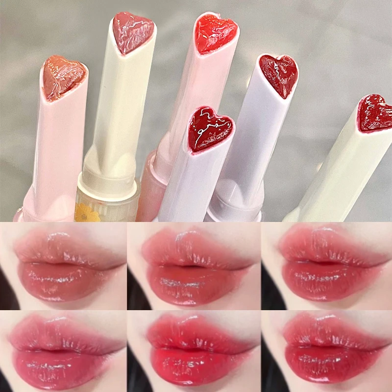 Lápiz labial transparente con forma de corazón para mujer, pintalabios de gelatina de miel y ...