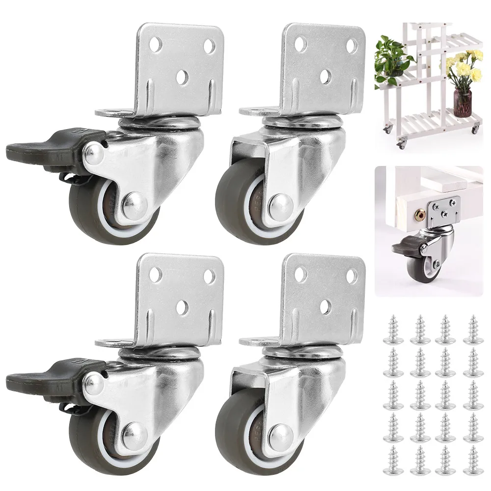 Household-Mini-Furniture-Casters-Wheels-Durable-L-shaped-Mounting-Plate ...