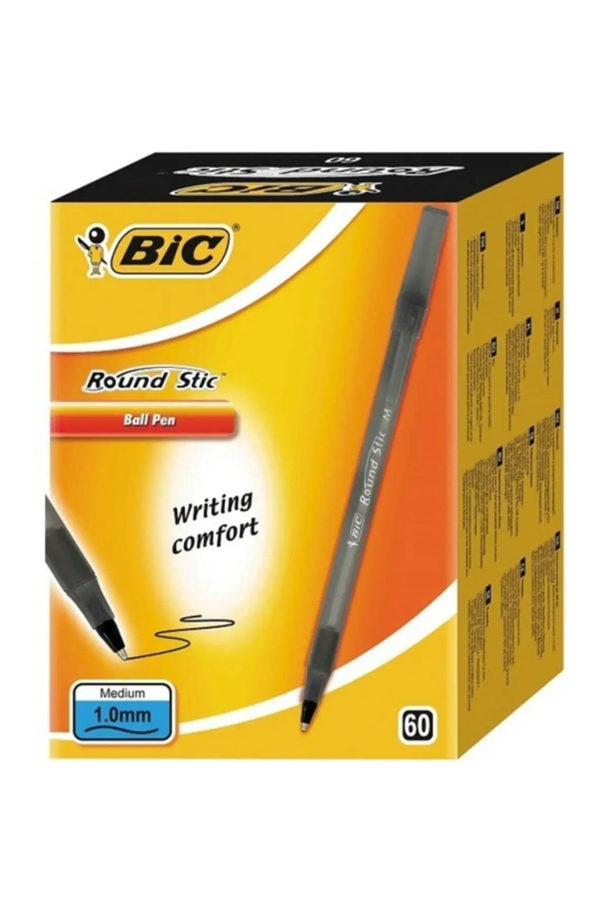 Bic Round Stic Ballpoint Pen Medium 1.0mm 60 Pcs Black Blue Red High ...