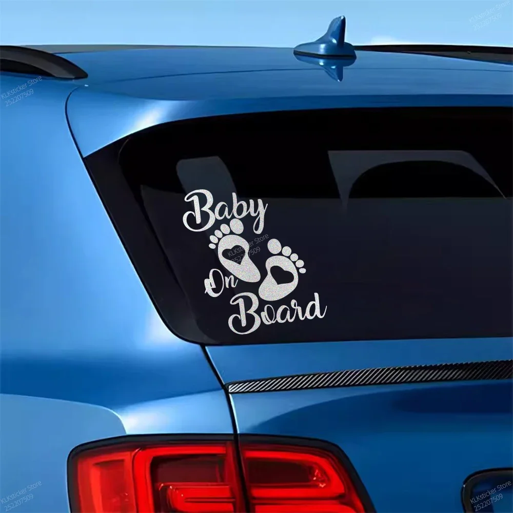 Baby-On-Board-Warnning-Reflective-Sticker-Cute-Foot-Step-Decoration-Car ...
