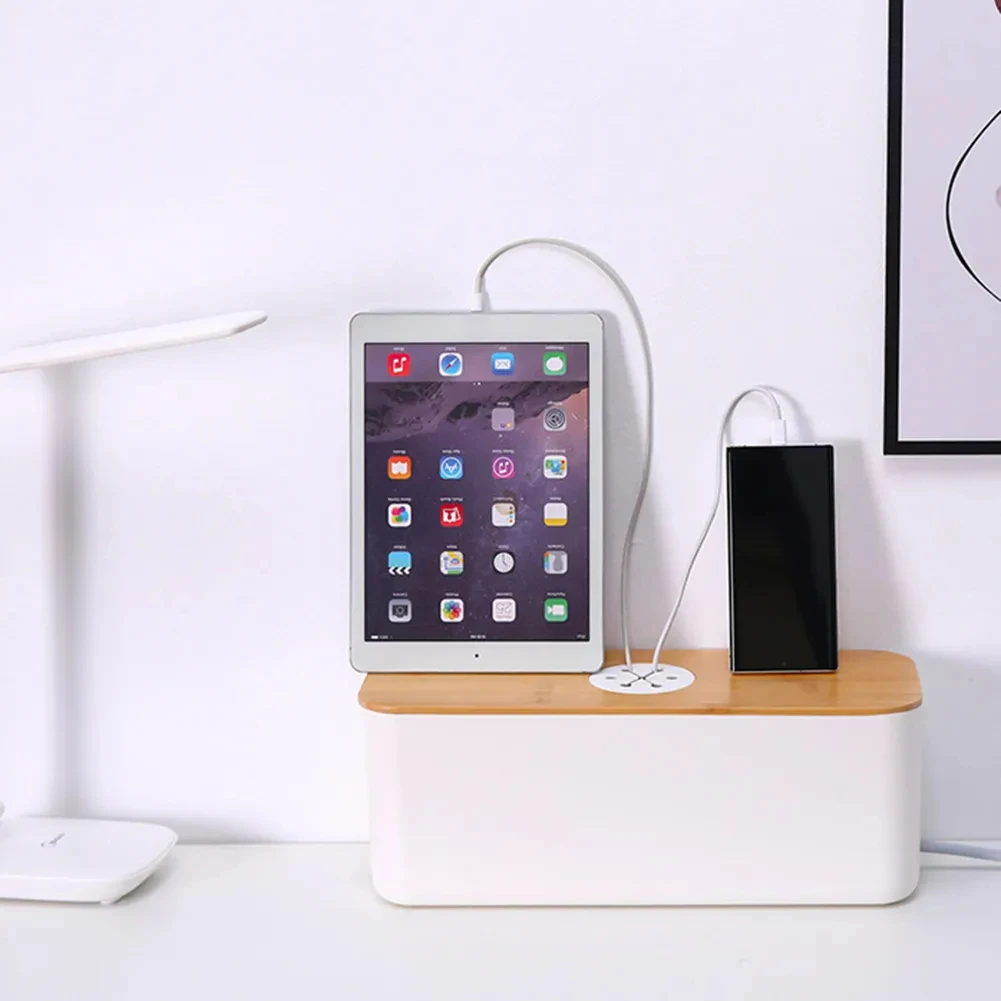 Wooden-Dustproof-Power-Cord-Organizer-Box-Hides-Power-Strip-Surge ...