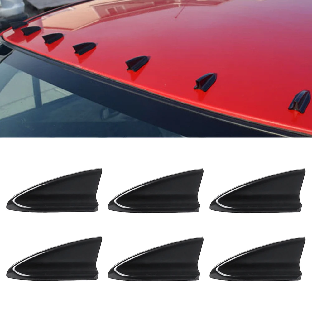 6Pcs-UV-protected-Carbon-Fiber-Car-Roof-Shark-Fins-Spoiler-Wing-Kit ...