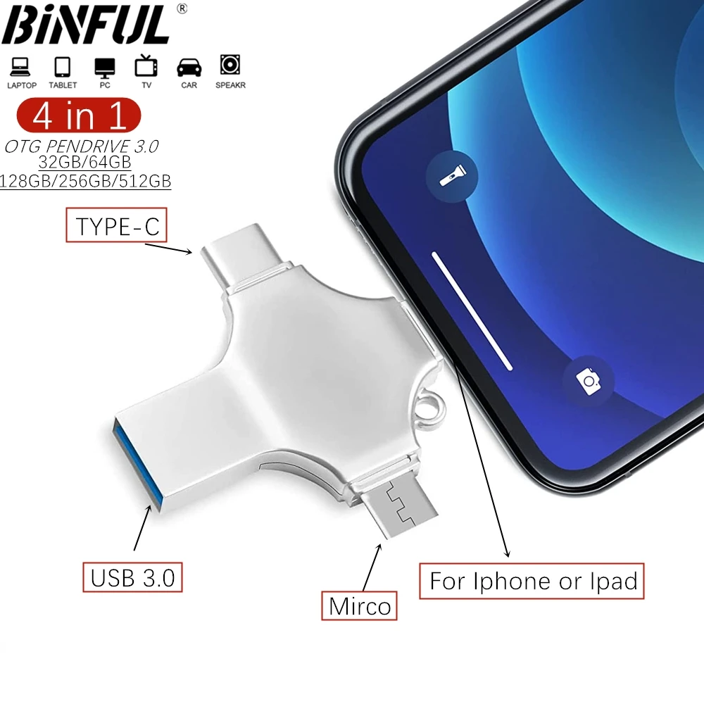 for-iPhone-iso-4in1-USB-3-0-Flash-Drive-512GB-256GB-128GB-64GB-32GB ...