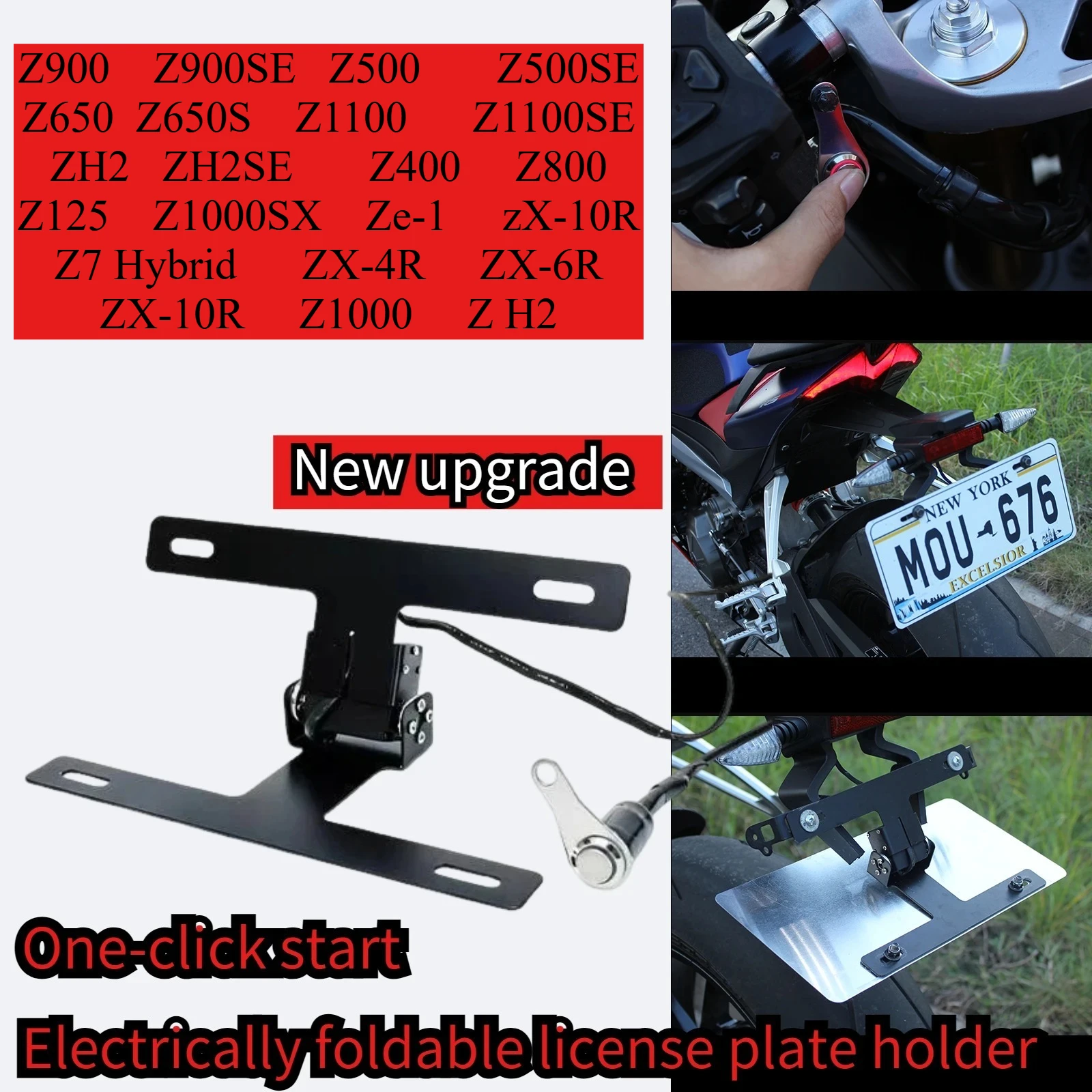 For Kawasaki Z900 Z1100 ZH2 Ze-1 Z400 ZX-4R License Plate Premium ...