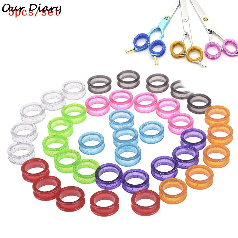 Scissors Ring 5Pcs/Set Colorful Silica Gel Hair Scissors Rings Cutting ...