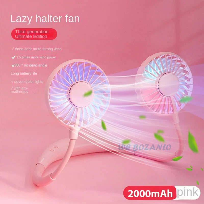 Portable-Hanging-Neck-Fans-USB-Rechargeable-Leafless-Mini-Air-Cooling ...