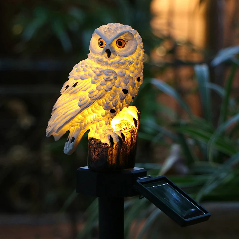 Solar Resin Owl Led Light Outdoor Waterproof Floor Lamp Garden ...