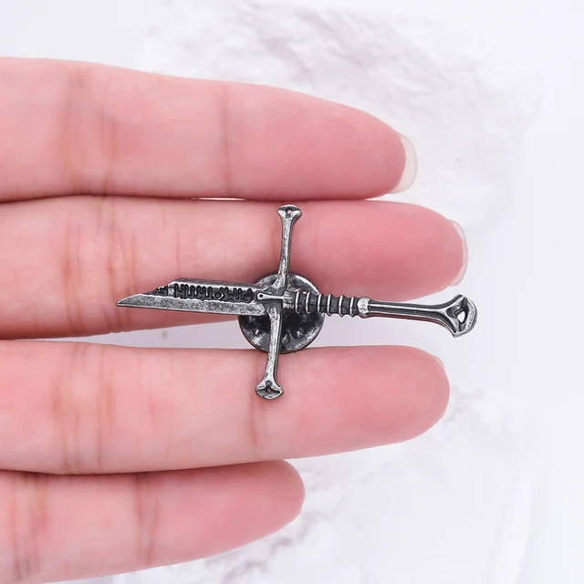 Lord of the Narsil Vintage Broken Sword Brooch Pin Enamel Movie Rings ...