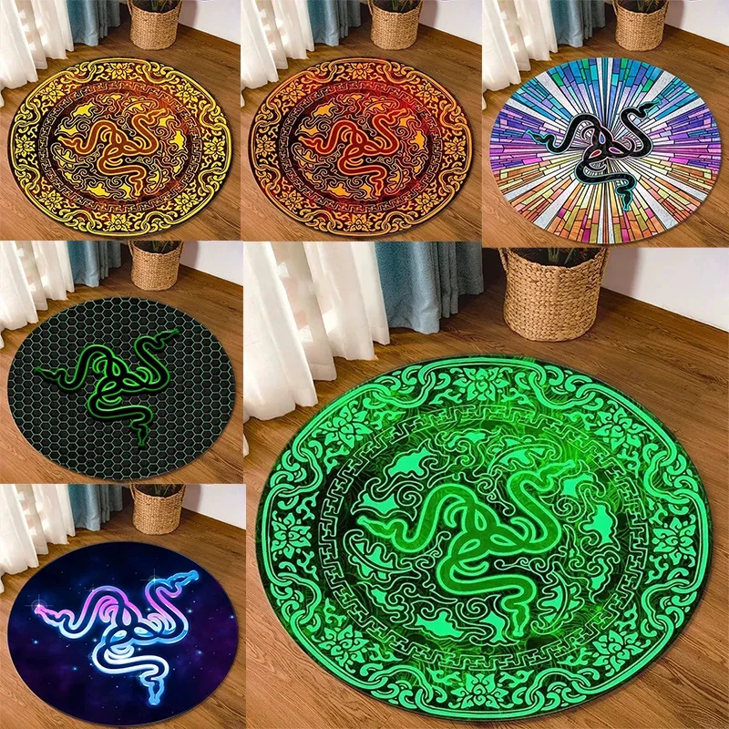Razer Round Rugs Carpet Game Rome Gamer Gift Door Floor Mat Playroom ...