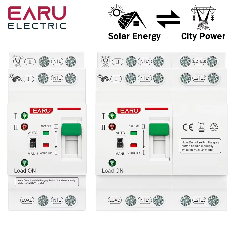2P 4P 80A AC 230V 110V Mini ATS Solar PV Dual Power Automatic Transfer ...