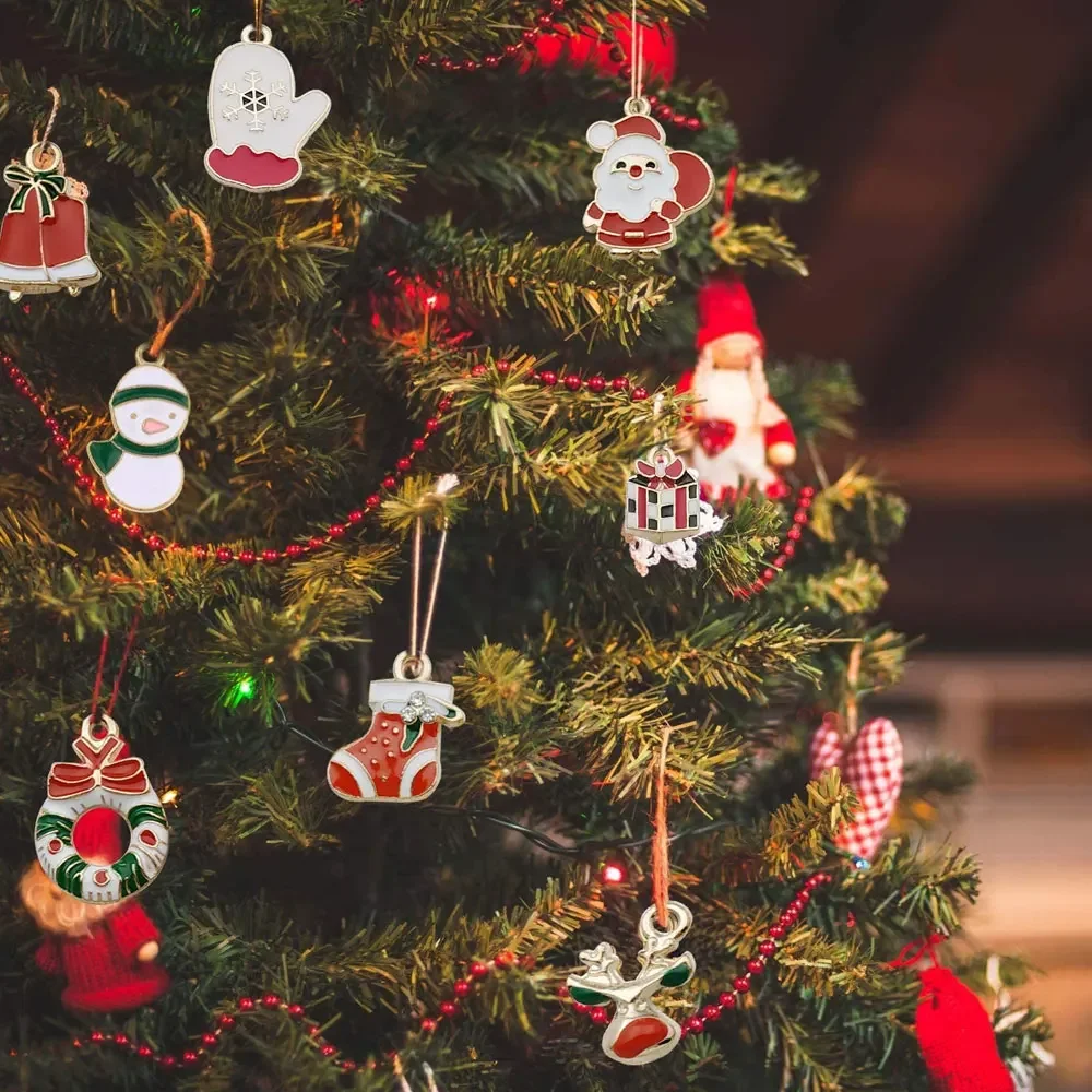 10x-Enamel-Christmas-Tree-Decor-Santa-Claus-Wreath-Snowman-Pattern-Xmas ...