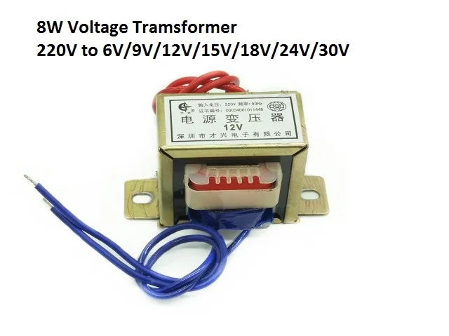 Ei48 Db-8va/8w Voltage Transformer Ac220v To Ac6v/9v/12v/15v/18v/24v ...
