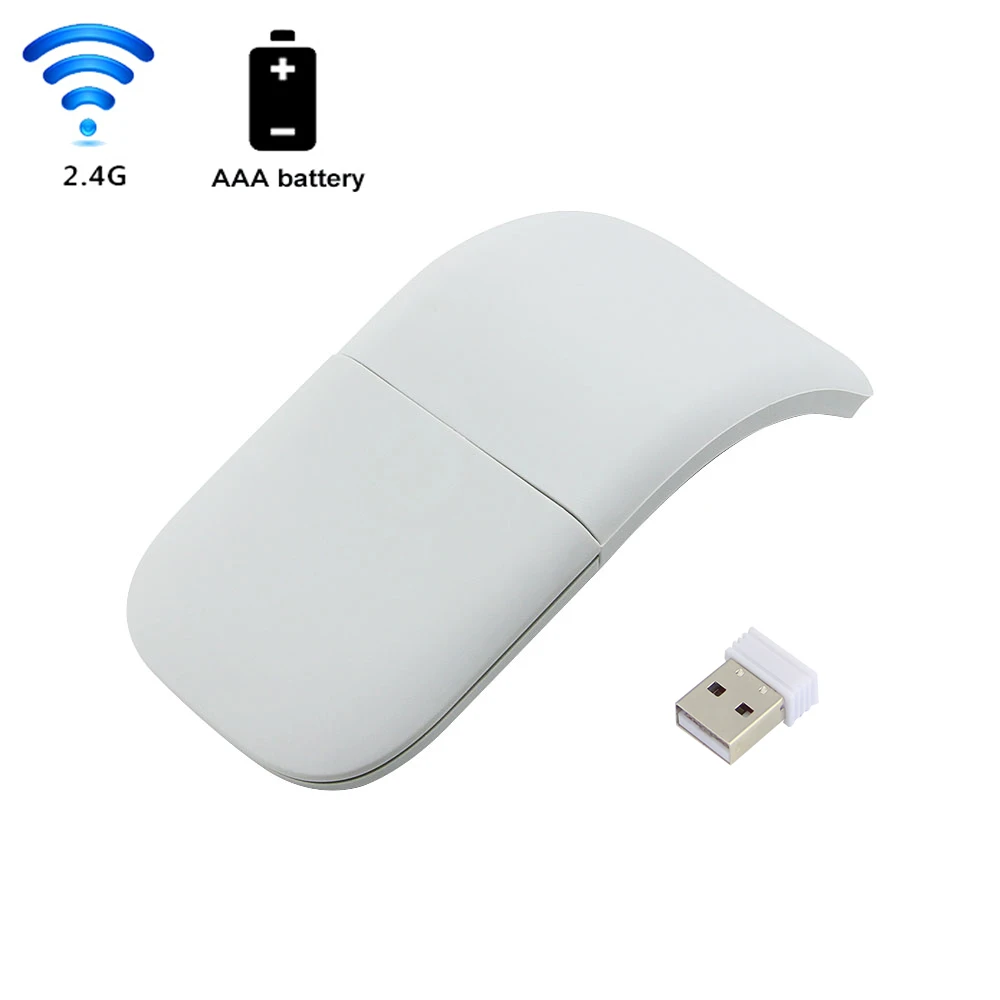 Foldable 2.4G Wireless Mouse Arc Touch Slim Folding Mice Flat Ergonomic ...