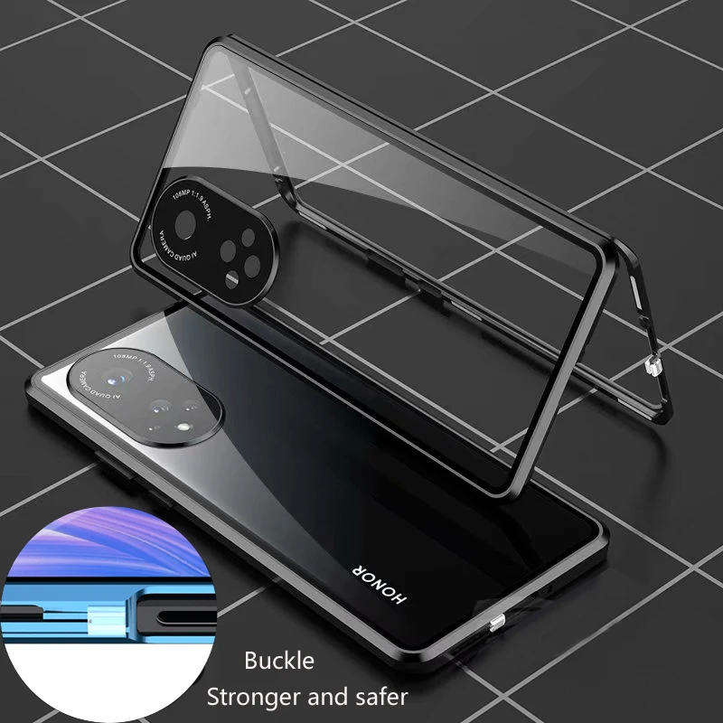 Full-Protection-Metal-Magnetic-Double-sided-Glass-Snap-Lock-Case-For ...