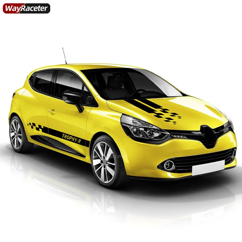 4 Pcs Car Hood Decal Door Side Stripes Skirt Sticker For Renault Clio ...