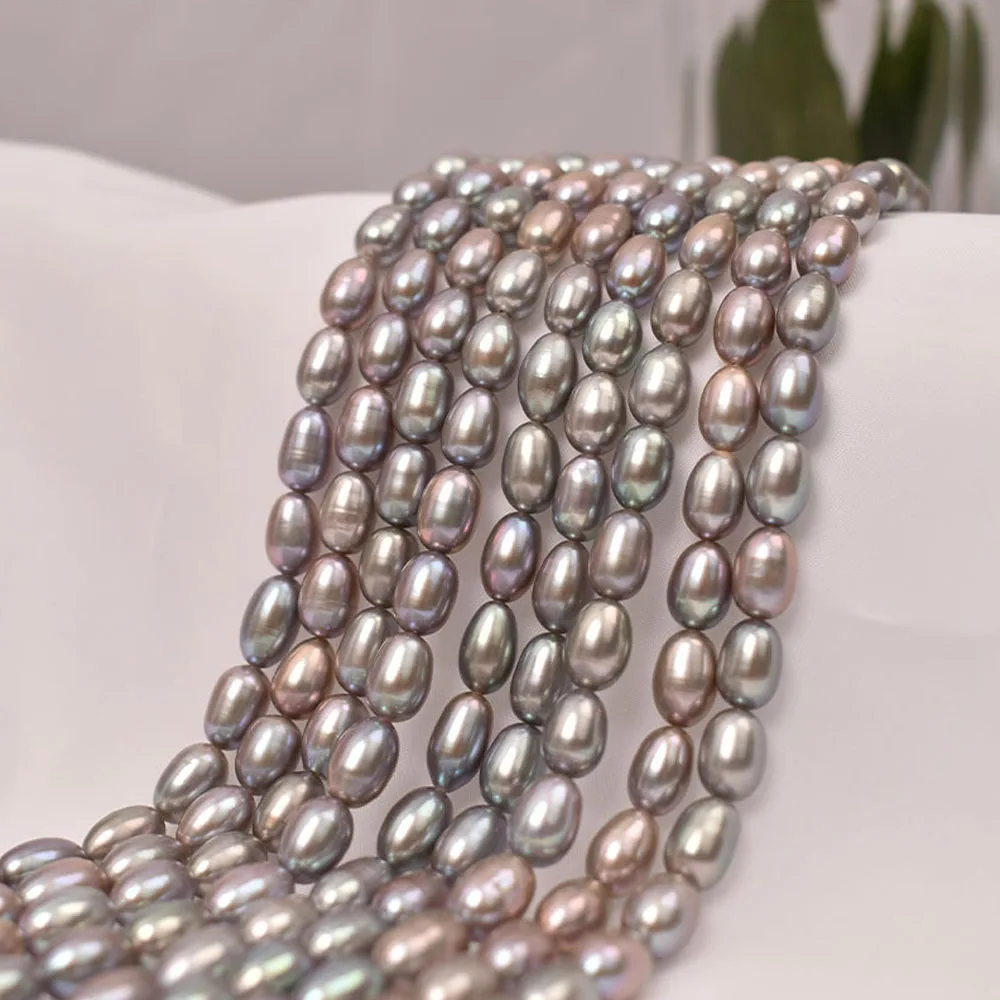Irradiated Gray Rice Beads AAA High Quality Natural Freshwater Pearls ...