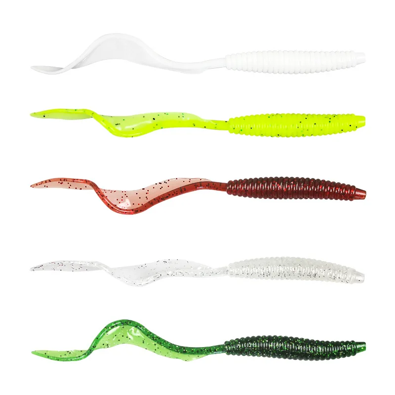 Soft-Lure-13cm-Worm-Baits-Flexible-Long-Tail-Silicone-Earthworm-Worms ...