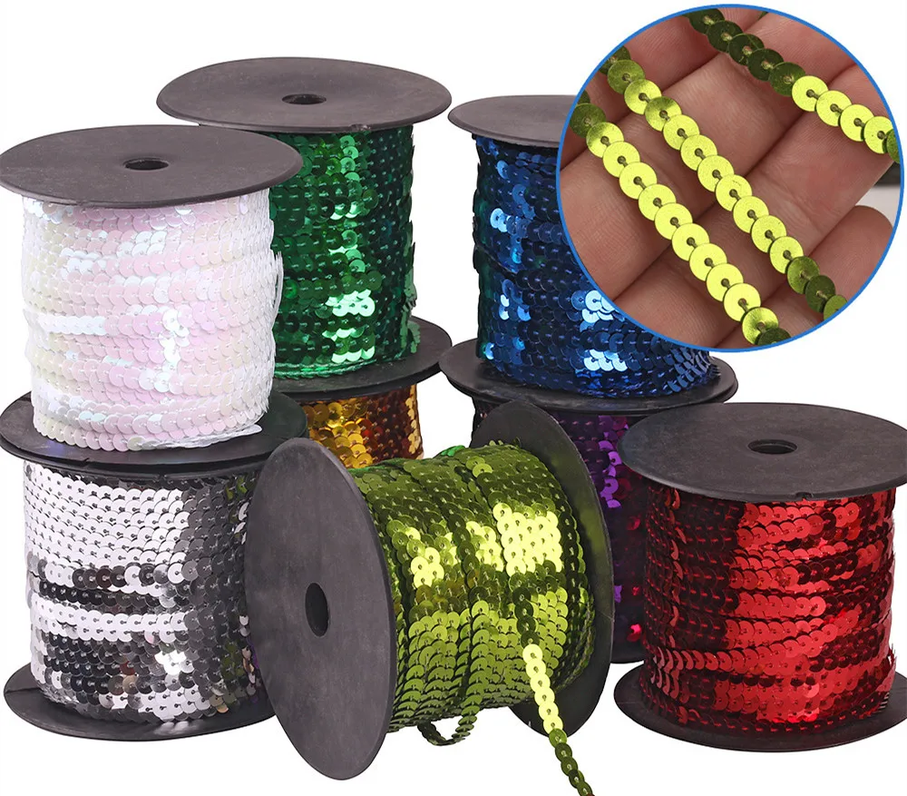 5-100-yard-6mm-Sequins-Ribbon-Round-Flat-Sequins-Laser-Giltter ...