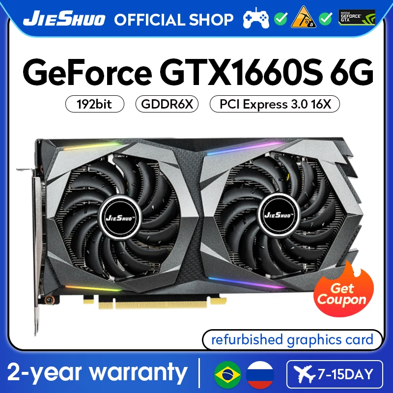 JIESHUO GTX1660Super 6G Esports Gaming Placa Gráfica GPU GDDR6 PCI ...