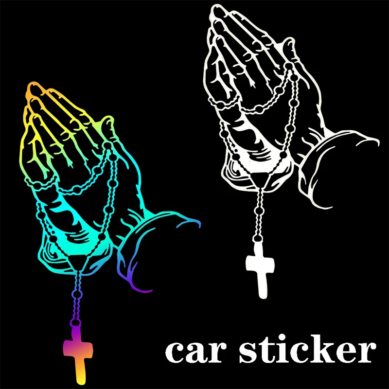 Car-Praying-Hands-With-Rosary-Sticker-Decals-Truck-Window-Bumper-Vinyl ...