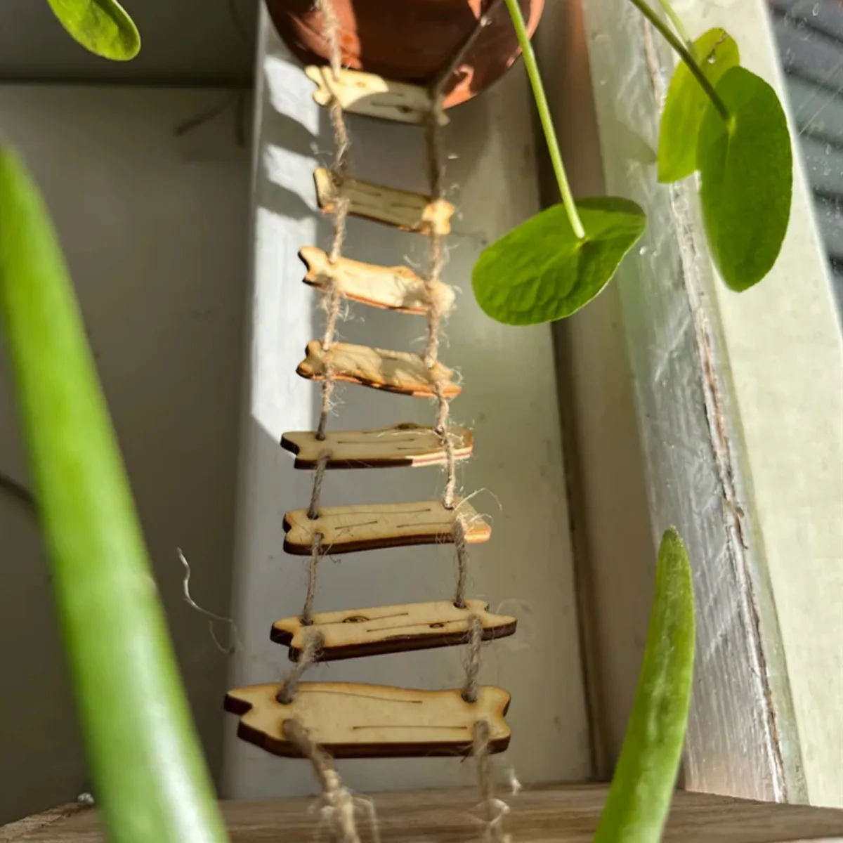 Wooden Fairy Bridge Rope Ladder, Miniature Fairy Garden Decor for Home ...