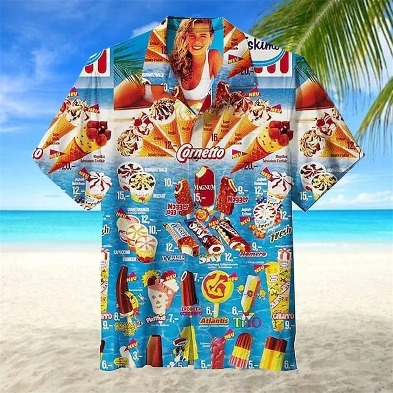 Trendy-Cool-Fashion-Ice-Cream-Shirts-Beach-Party-3d-Print-Hawaiian ...